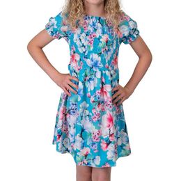 KMISSO Sommerkleid Mädchen Kleid smoked Oberteil Puffärmel 30382 (1-tlg) bequem zu tragen