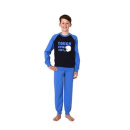 Normann Pyjama Jungen Pyjama langarm mit Bündchen Schlafanzug in Optik
