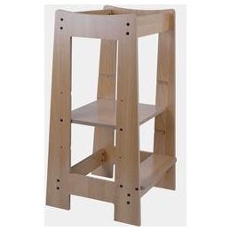 Lernturm Küchenhelfer für Kinder Holz Kinderschemel Tritthocker 3 Stufen höhenverstellbar, leicht zu reinigen, stabil, LxBxH 32x42x80 cm
