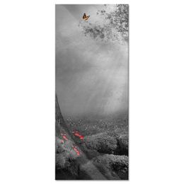 Pixxprint Glasbild Märchenwald mit Schmetterling