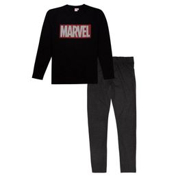 United Labels® Schlafanzug Marvel Schlafanzug für Männer Langarm Schwarz