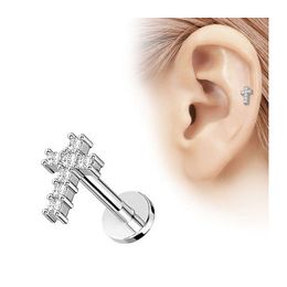 Taffstyle Piercing-Set Tragus Ohr Knorpel Helix Piercing Kristall Kreuz