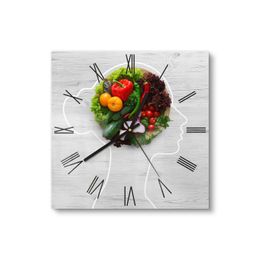 DEQORI Wanduhr 'Nahrung fürs Gehirn' (Glas Glasuhr modern Wand Uhr Design Küchenuhr)
