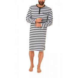 Normann Pyjama Herren Nachthemd langarm mit Knopfleiste – Streifenoptik – 61680