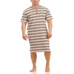 Normann Pyjama Herren Nachthemd kurzarm in Streifenoptik mit Knopfleiste 62710