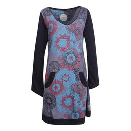 Vishes Jerseykleid Langarm Lagen-Look Kleid Mandalas V-Ausschnitt Long Shirt