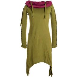Vishes Zipfelkleid Zweifarbiges langarm Kleid aus Biobaumwolle mit Schalkragen Ethne
