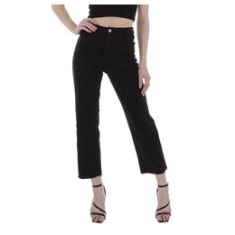 Ital-Design Relax-fit-Jeans Damen Freizeit Used-Look Stretch Relaxed Fit Jeans in Schwarz