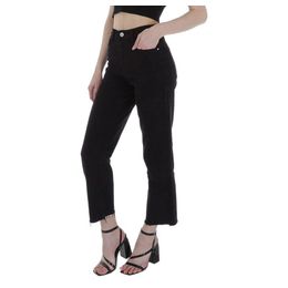 Ital-Design Relax-fit-Jeans Damen Freizeit Used-Look Stretch Relaxed Fit Jeans in Schwarz