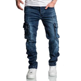 Amaci&Sons Amaci&Sons Straight-Jeans CARY Jeans Regular Slim Herren Regular Fit Cargo Denim Jeans Hose