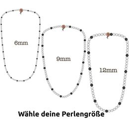 WOOD FELLAS Halsband WOOD FELLAS Mode-Schmuck coole Holz-Kette Deluxe Pearl Necklace Hals-Schmuck Weiß/Schwarz