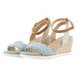 Tom Tailor Damen Keilsandalette mit hochwertigem Kunstleder, blau, Uni, Gr. 37