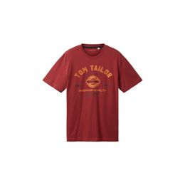 Tom Tailor Herren T-Shirt mit Logo Print, rot, Logo Print, Gr. S