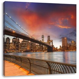 Pixxprint Leinwandbild Brooklyn Bridge Park New York