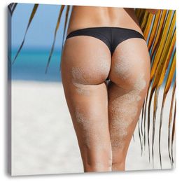 Pixxprint Leinwandbild Sexy Frau am Strand