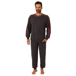 Normann Pyjama Herren langarm Schlafanzug mit Bündchen