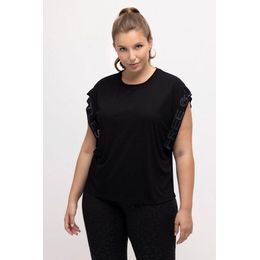 Ulla Popken Longtop T-Shirt Schriftdruck antibakteriell Rundhals