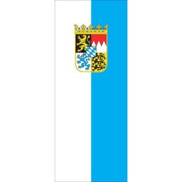 flaggenmeer Flagge Bayern mit Streifen und Wappen 160 g/m² Hochformat