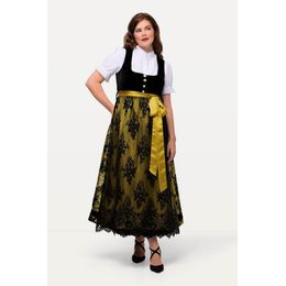 Ulla Popken Jerseykleid Dirndl Carree-Ausschnitt Samt-Top Jacquard-Rock