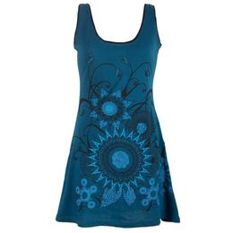 Vishes Sommerkleid Ärmelloses Blumenkleid mit weitem Ausschnitt Hippie