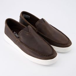 TK Maxx Dunkelbraune Loafer mit weißer Sohle aus Leder