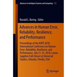 Springer Advances in Human Error, Reliability, Resilience, and Performance, Kartoniert (TB)