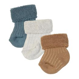 Ewers - Babysocken COSY LITTLE 3er Pack in blau/grau/camel, Gr.One Size