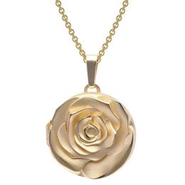 trendor Collier mit Rosen-Medaillon Gold auf Silber 925