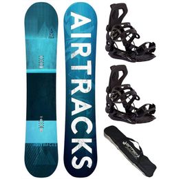 Airtracks Snowboard Snowboard Set Blue Drifter (Wide Snowboard Blue Drifter Rocker + Bindung Master + Sb Bag