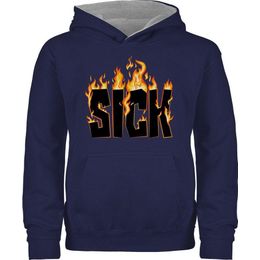 Shirtracer Hoodie Sick - Flammen Statement Sprüche Kinder