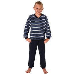 Normann Pyjama Warmer Jungen Frottee Pyjama langarm Schlafanzug mit Bündchen