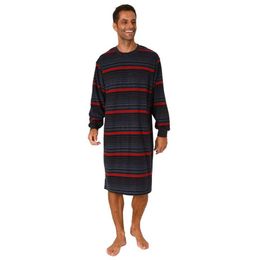 Normann Pyjama Edel aussehendes Herren Frottee Nachthemd langarm mit Bündchen