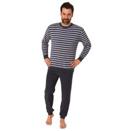 Trend by Normann Pyjama Herren Frottee Schlafanzug mit Bündchen