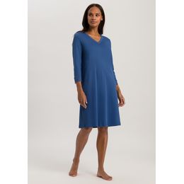 Hanro Moments Sleepshirt, 3/4 Arm, Bordüre, für Damen, blau, S