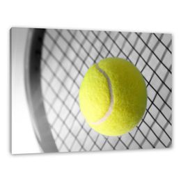 Pixxprint Leinwandbild Tennisschläger Tennisball