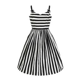 Hell Bunny A-Linien-Kleid Juno 50's Dress Gestreift Retro Vintage Trägerkleid
