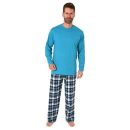 Normann Pyjama Herren Schlafanzug lang mit Flanell-Hose
