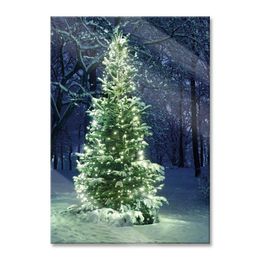 Pixxprint Glasbild Leuchtender Weihnachtsbaum