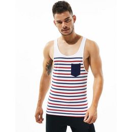 BEEMEN Tanktop Gym Fitness Sport Herren Shirt Top Stripe Cotton