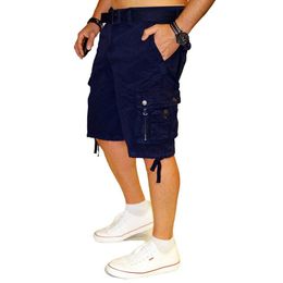 RMK Cargoshorts Herren Bermuda kurze Hose Set Short + Gürtel in Unifarbe