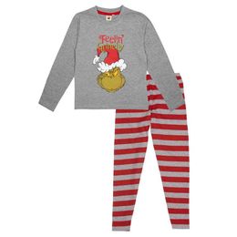 United Labels® Schlafanzug The Grinch Schlafanzug Kinder Pyjama Set Langarm Grau/Rot