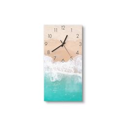 DEQORI Wanduhr 'Wellen brechen am Strand' (Glas Glasuhr modern Wand Uhr Design Küchenuhr)