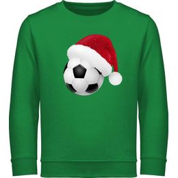 Shirtracer Sweatshirt Fußball mit Weihnachtsmütze Glitzeroptik Weihnachten Kleidung Kinder