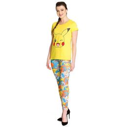 POKÉMON Leggings Pokemon Leggings Damen mit Pikachu Schiggy Glumanda Bisasam Mauzi Gr. XS S M L XL