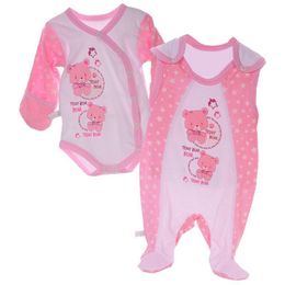 La Bortini Strampler Baby Anzug zweiteilig Strampler und Wickelbody Body 44 50 56 62 68 74