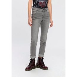 Arizona Slim-fit-Jeans Bund mit seitlichem Gummizugeinsatz High Waist, grau