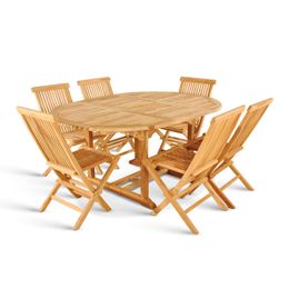 SAM® Gartenmöbel Set 7tlg Teak Gartentisch ausziehbar 120-170 cm BORNEO/MENORCA