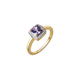 Vivance Fingerring »585 Gold mit echtem Tansanit und Brillant 0, 109ct.« gelb 018 (57,0) Edler Damen-Ring aus echtem 585 Gold