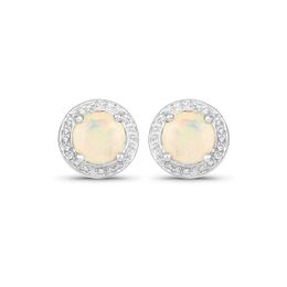 Vira Jewels Paar Ohrstecker 925-Sterling Silber rhodiniert Glänzend Opal weiß, weiß