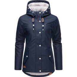 Ragwear Regenjacke Marge warm gefütterter Damen Winter Regenmantel, blau